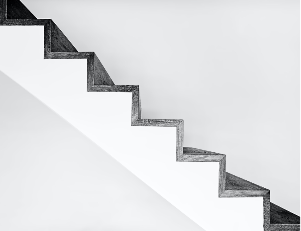 Intermat. Different material for stair step, riser and interior finish